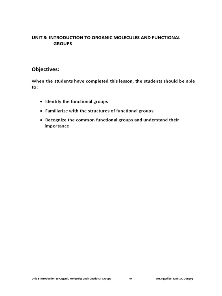Unit 3 Introduction To Organic Molecules and Functional Groups | PDF ...