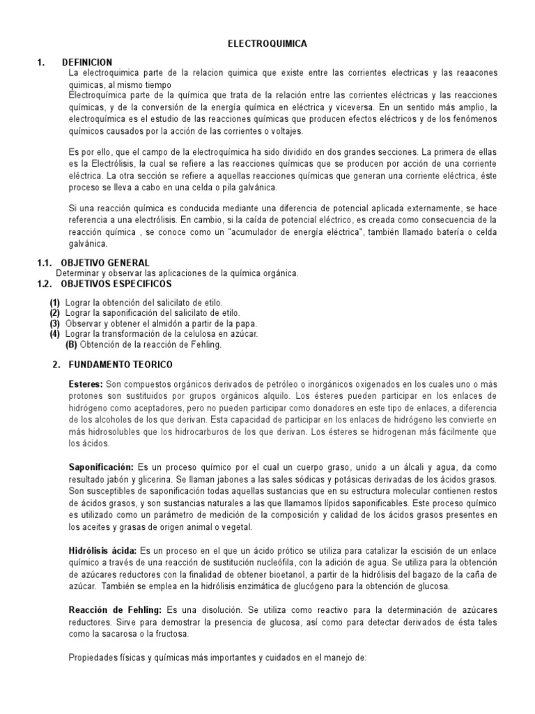 Informe De Laboratorio 1 Pdf Electroquímica Compuestos Químicos
