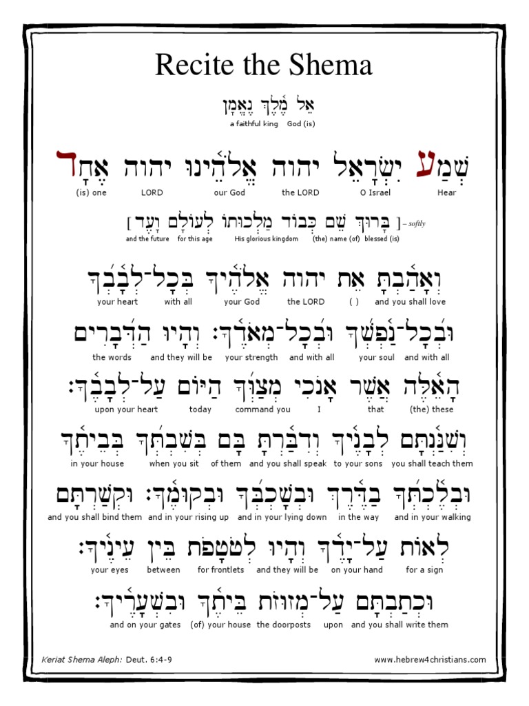 X'a, Hwhy Wnyhñel (A/ Hwhy Laer"f.yi M V.: Recite The Shema | PDF