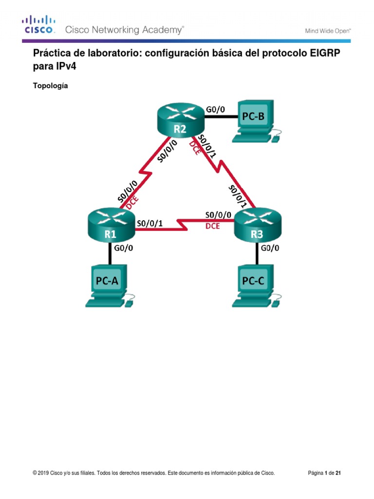 6.2.2.5 Lab - Configuring Basic EIGRP F IPv4 | PDF | Enrutador (Computación) | Protocolos de ...