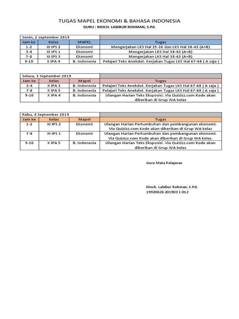 Form Tugas Piket | PDF