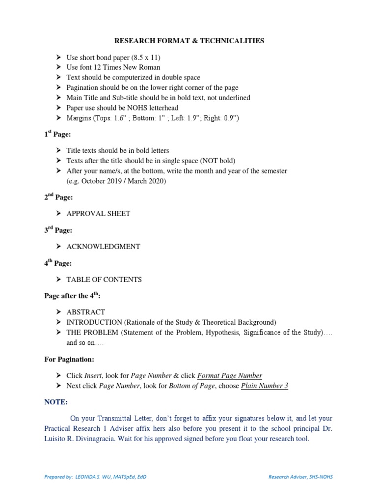 Research Format Technicalities PDF | PDF