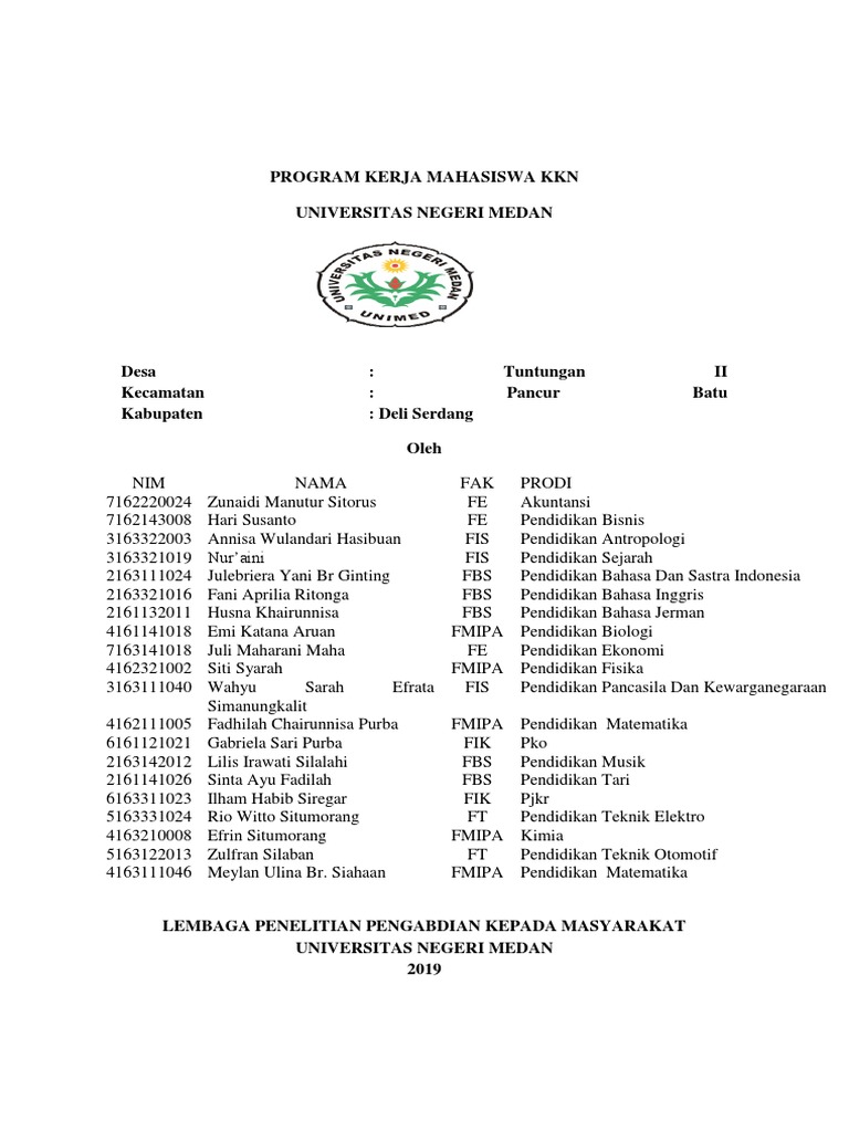 Laporan KKN Universitas Negeri Medan | PDF Laporan KKN Universitas Negeri Medan | PDF