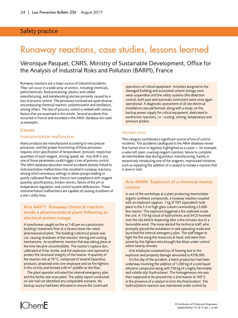Runaway Reactions | Download Free PDF | Chemical Reactor | Explosion