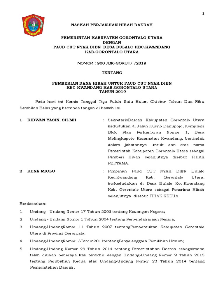 Format NPHD Bop Paud Tahap 2 | PDF | Pengelolaan Keuangan & Uang | Hukum