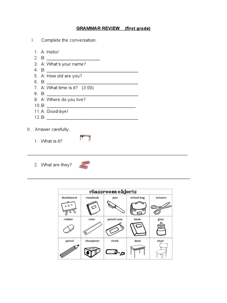 1st Grade Grammar Review (November) 2019 | PDF | Philology | Language ...