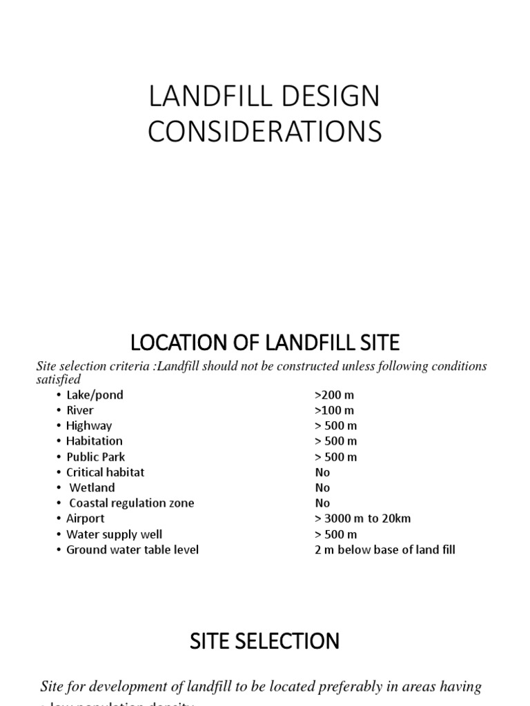 A Comprehensive Guide to Landfill Design and Operation: Considerations ...
