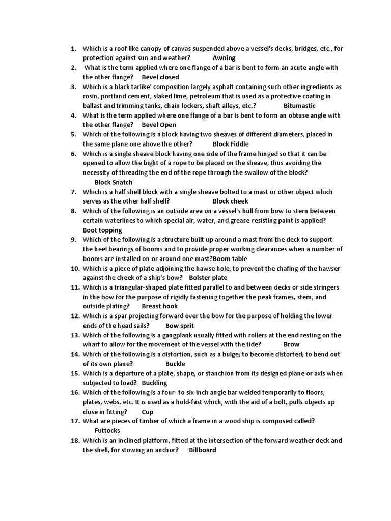 OIC BS MARINE ENGINEERING C3 Reviewer | PDF | Deck (Ship) | Ships
