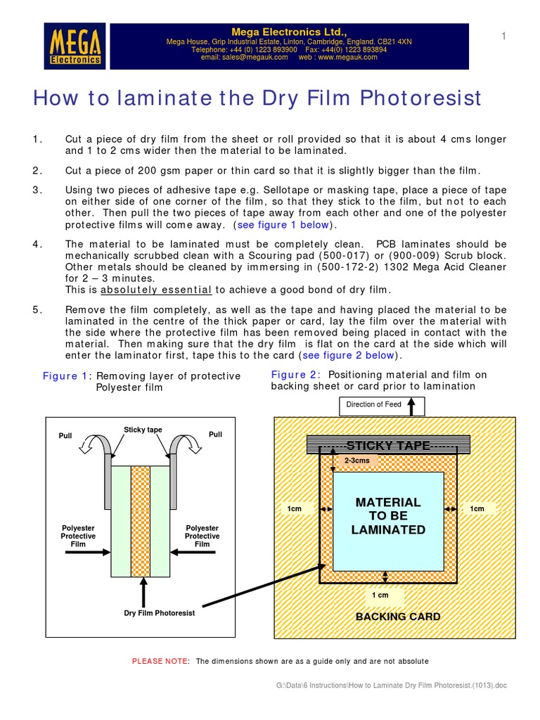 Dry Film Photoresist Lamination Guide | PDF | Lamination | Printed ...