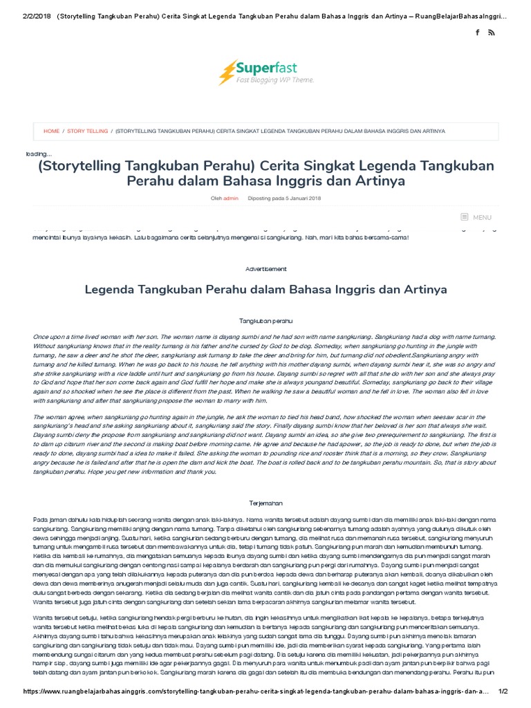 Legend of Tangkuban Perahu in English and Indonesian | PDF | Traditions | Mythology