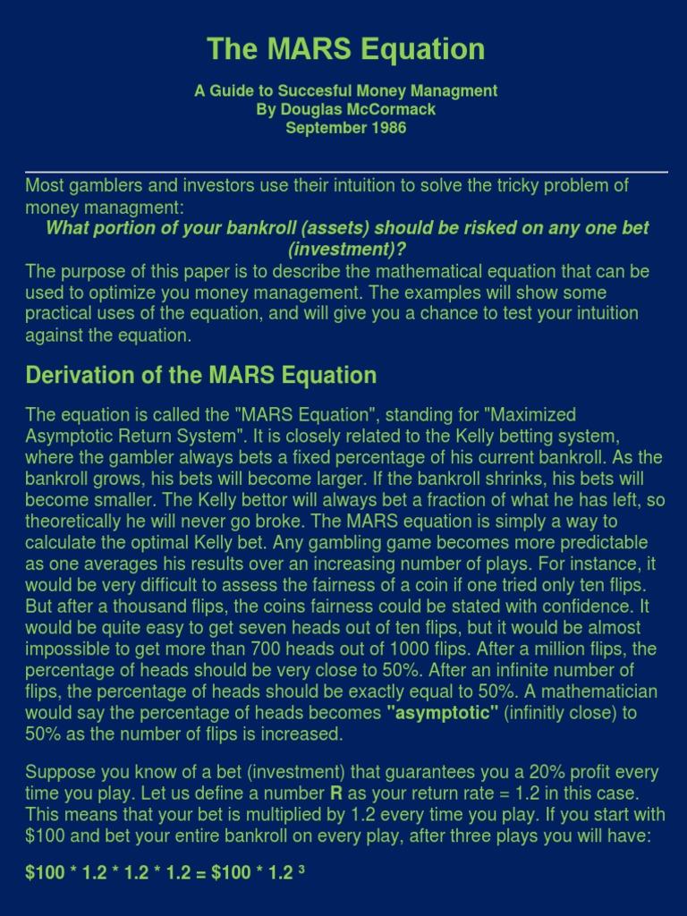 Derivation of The MARS Equation | PDF | Odds | Gambling