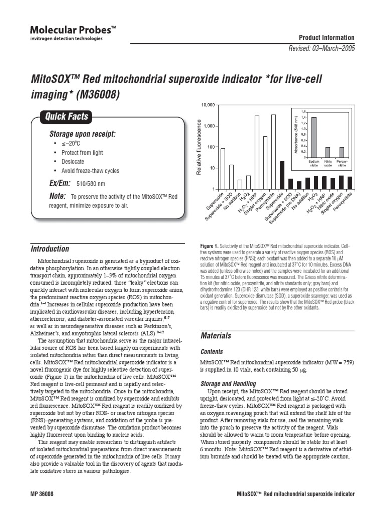 Mitosox™ Red Mitochondrial Superoxide Indicator For Live-Cell Imaging ...