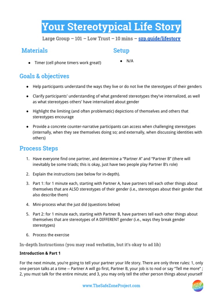 Your Stereotypical Life Story | PDF | Stereotypes | Gender Role