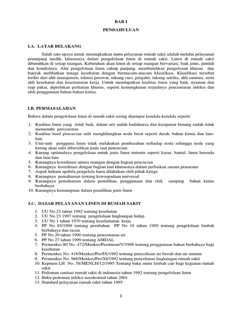 Linen Rumah Sakit | PDF