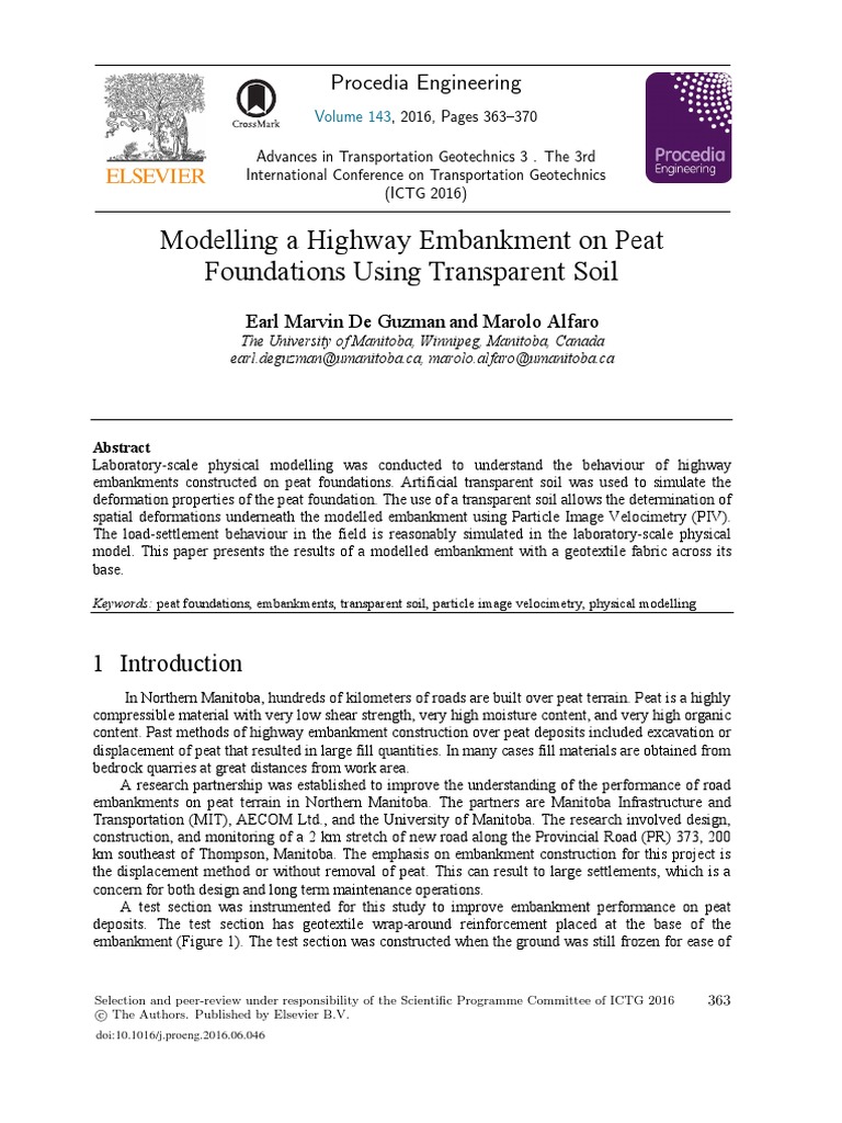 Modelling A Highway Embankment On Peat Foundations Using Transparent ...