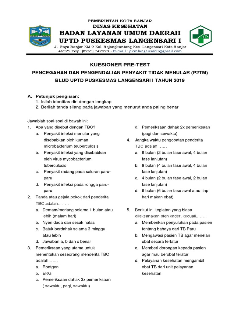 Kuesioner Post Test Dan Pre Test | PDF