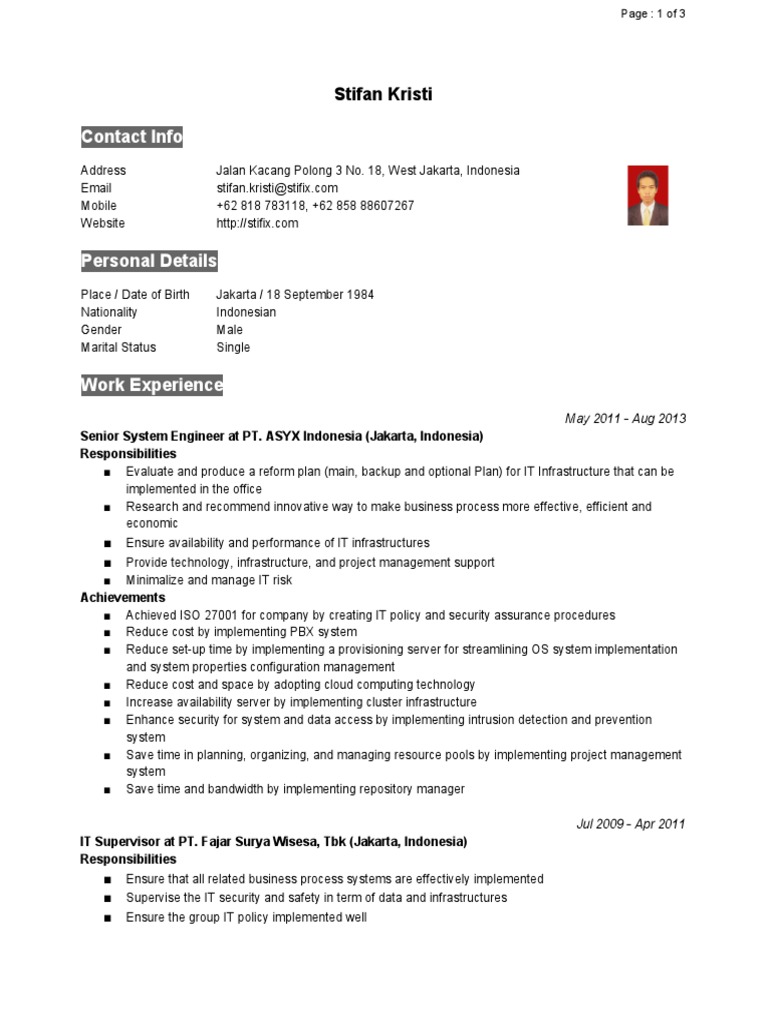 Contact Info: Stifan Kristi | PDF | Information Security | Operating System