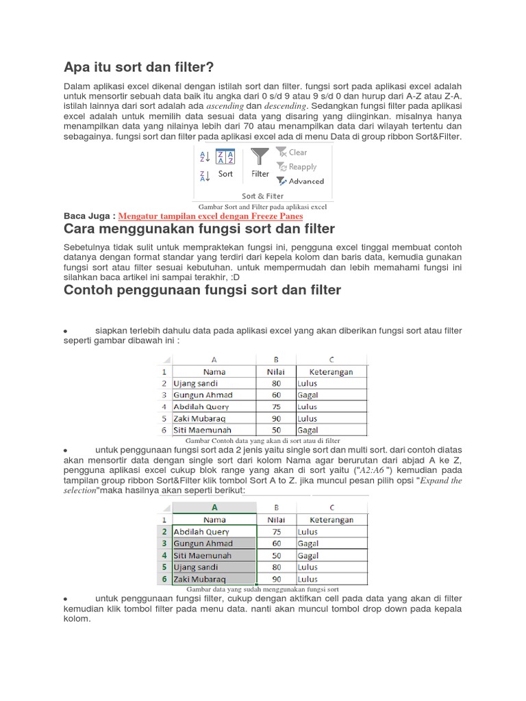 Fungsi Sort Filter | PDF | Komputer