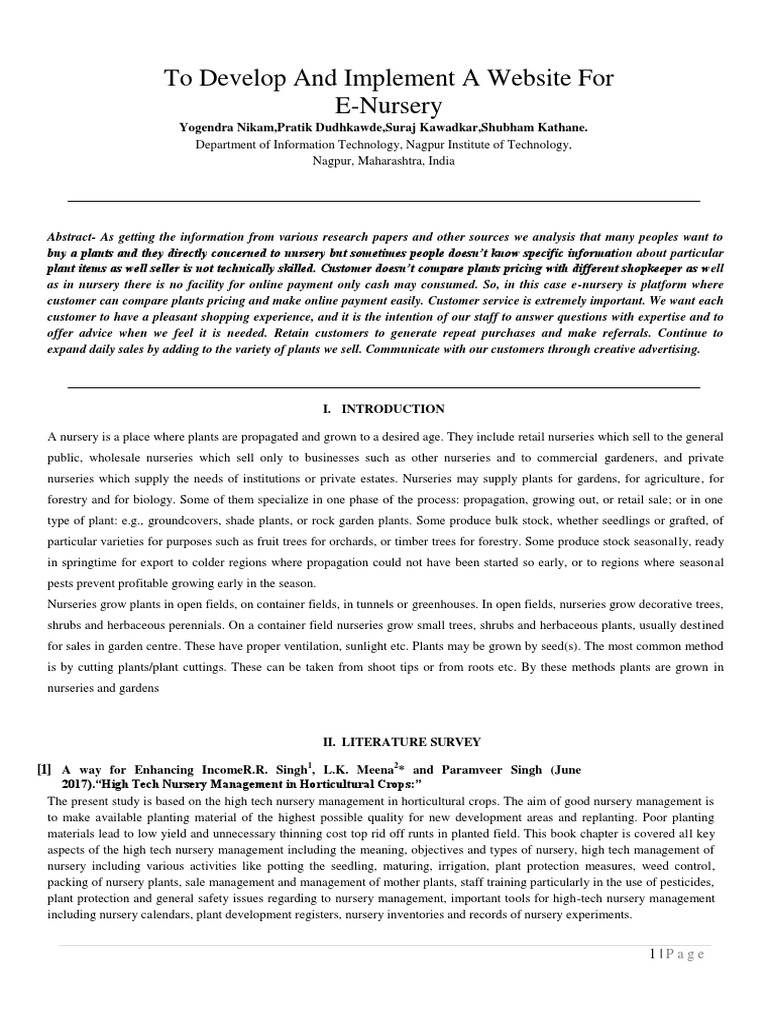 Review Paper Project For E-Nursery | PDF | Plant Nursery | Botany