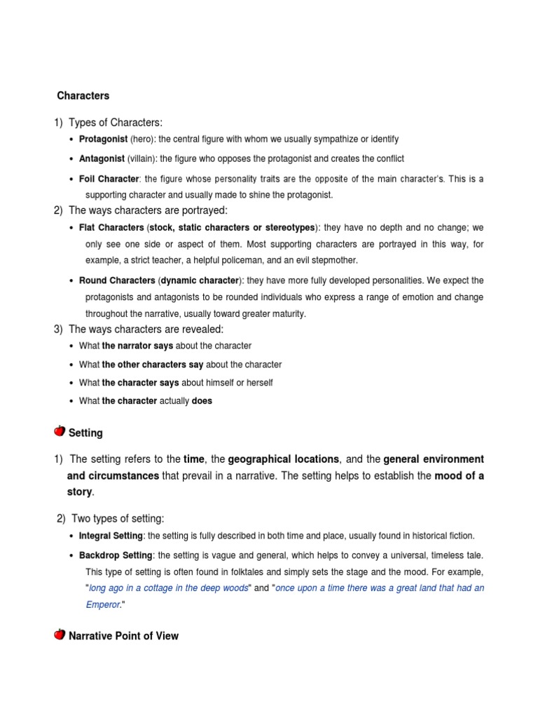 1) Types of Characters | PDF | Narration | Plot (Narrative)