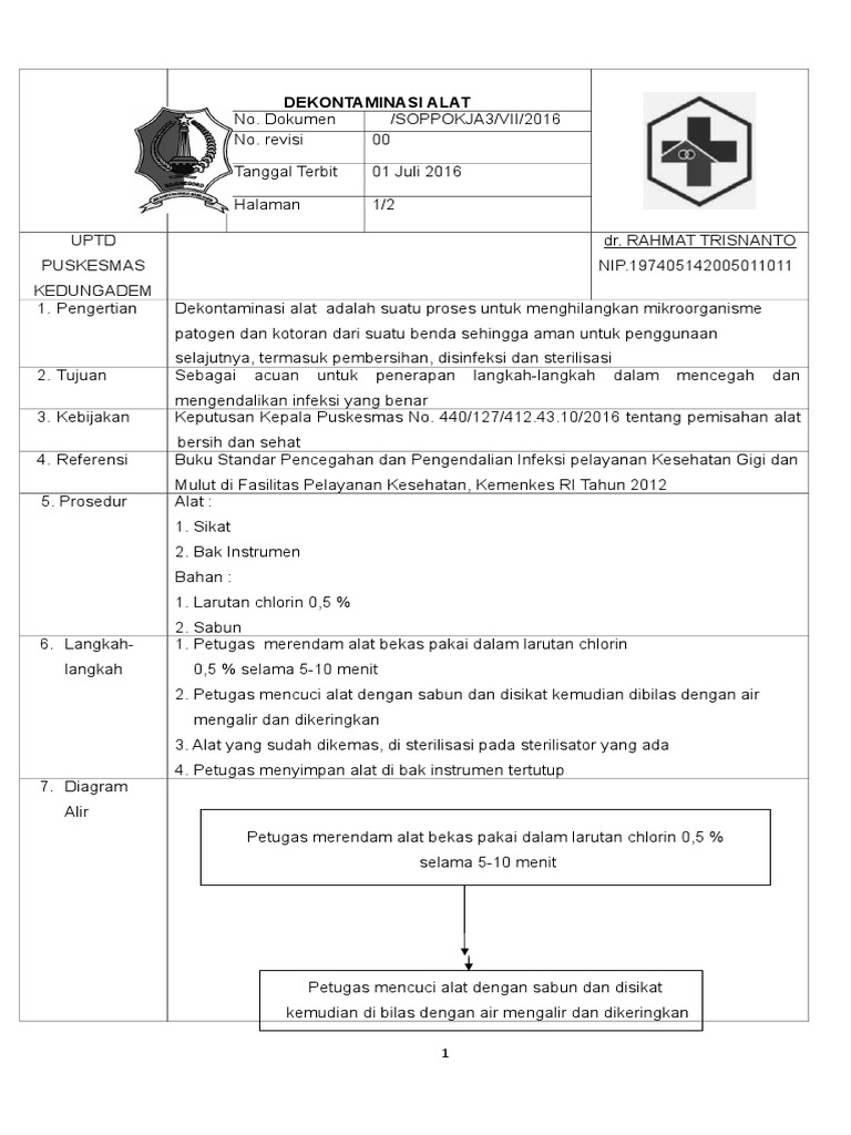 Sop Dekontaminasi Alat | PDF | Kesehatan Holistik | Sains & Matematika