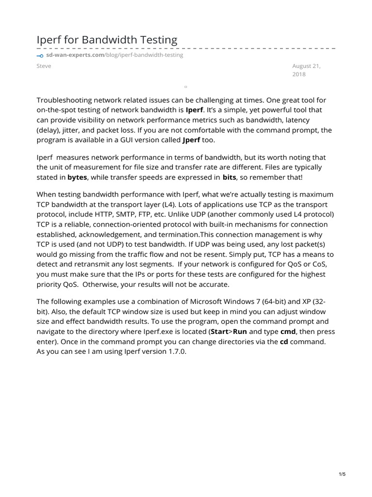 Iperf For Bandwidth Testing | PDF | Transmission Control Protocol ...