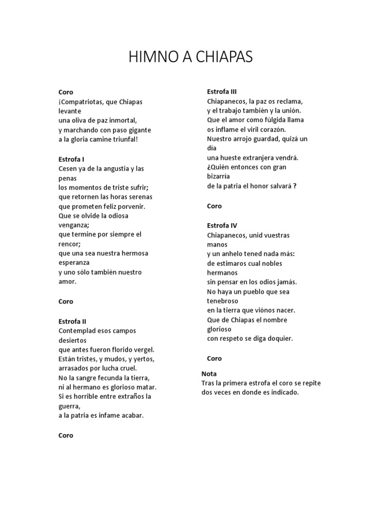Himno A Chiapas | PDF