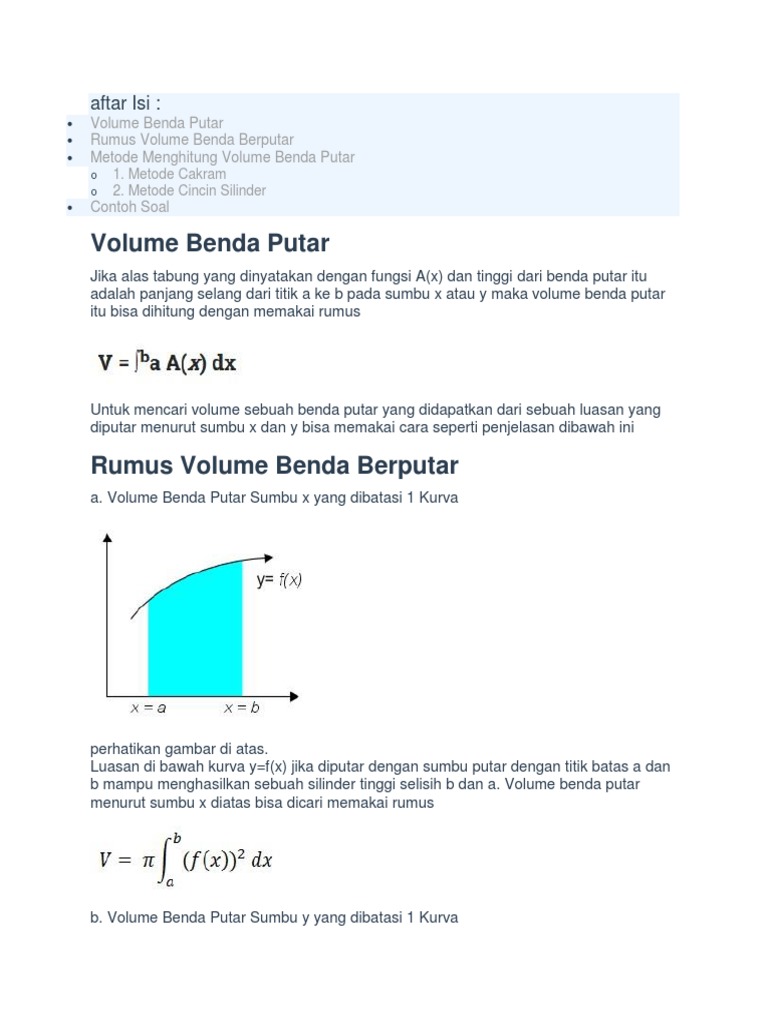 Volume Benda Berputar | PDF