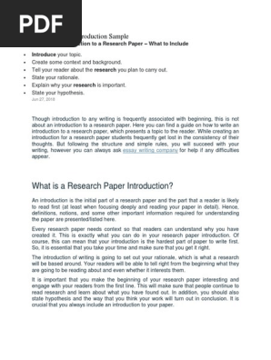 Introduction Examples For Research Paper