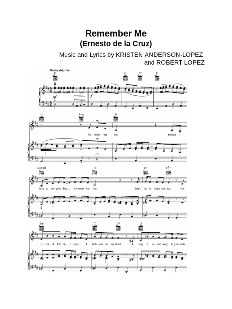 Recuerdame - Coco Piano Vocal | PDF