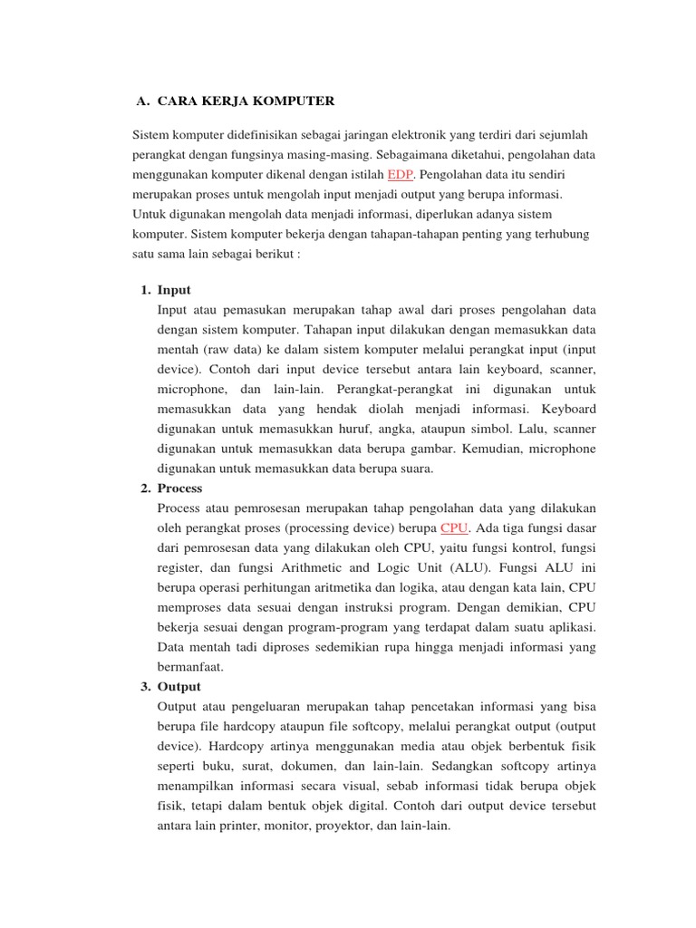 Proses Kerja Sistem Komputer | PDF | Bisnis | Komputer
