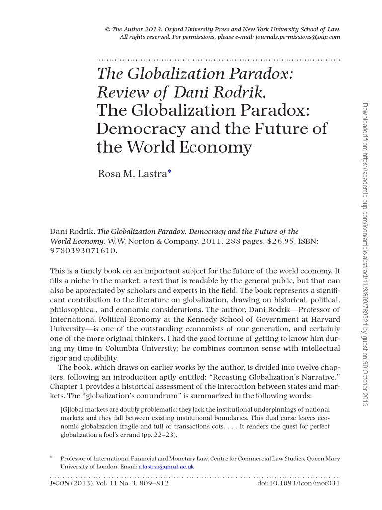 The Globalization Paradox Review of Dani Rodrik, The Globalization ...