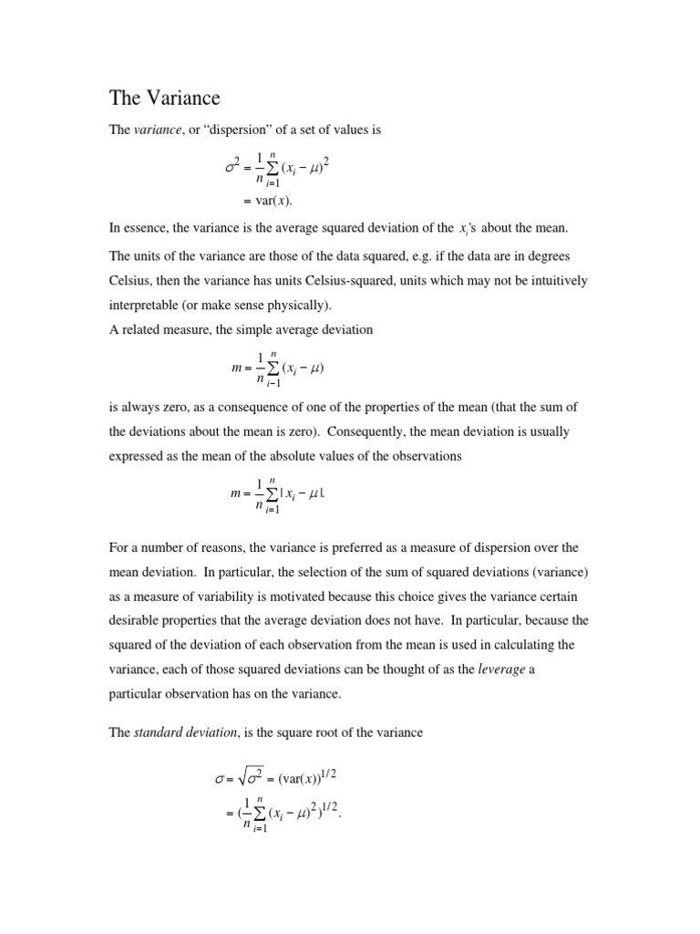 Variance | PDF | Variance | Mean