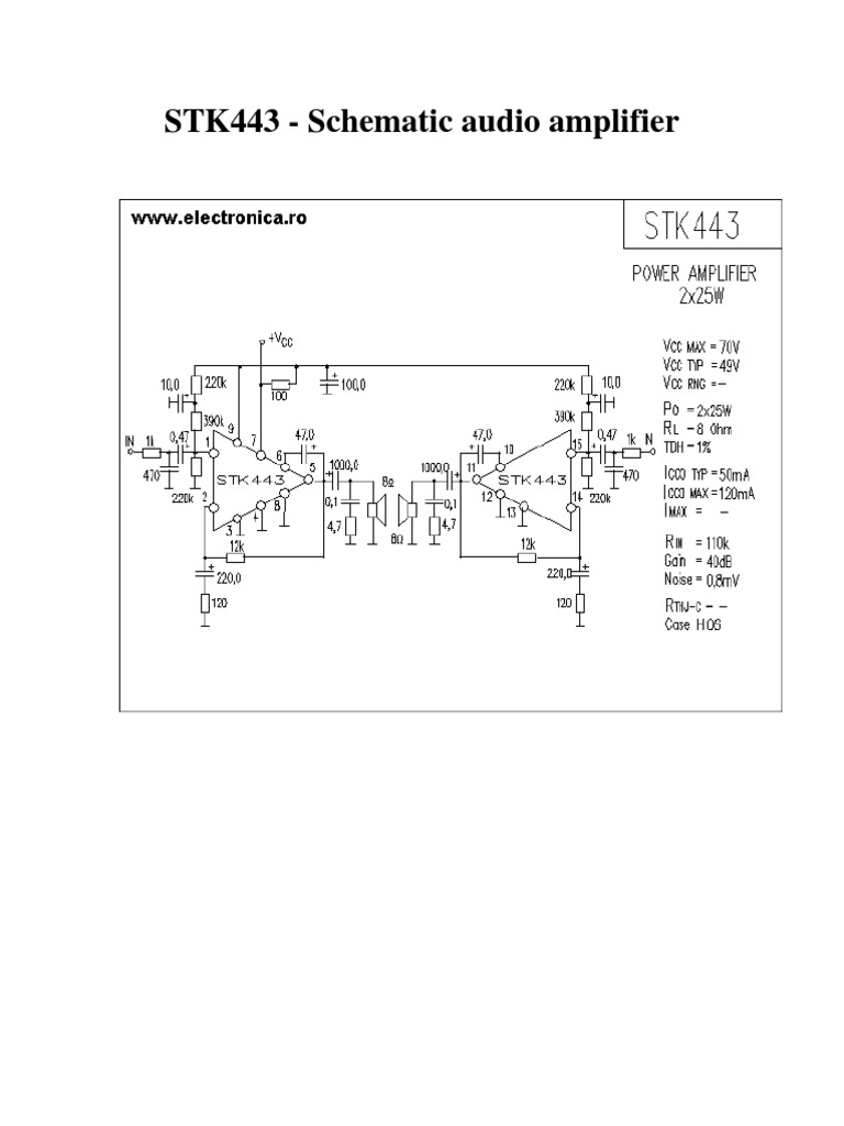 STK443 - Schematic Audio Amplifier | PDF