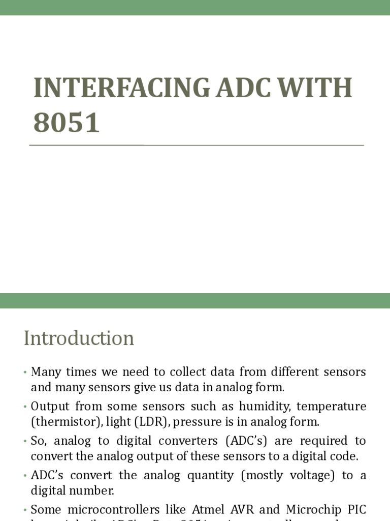 Interfacing ADC With 8051 | PDF | Analog To Digital Converter | Digital ...