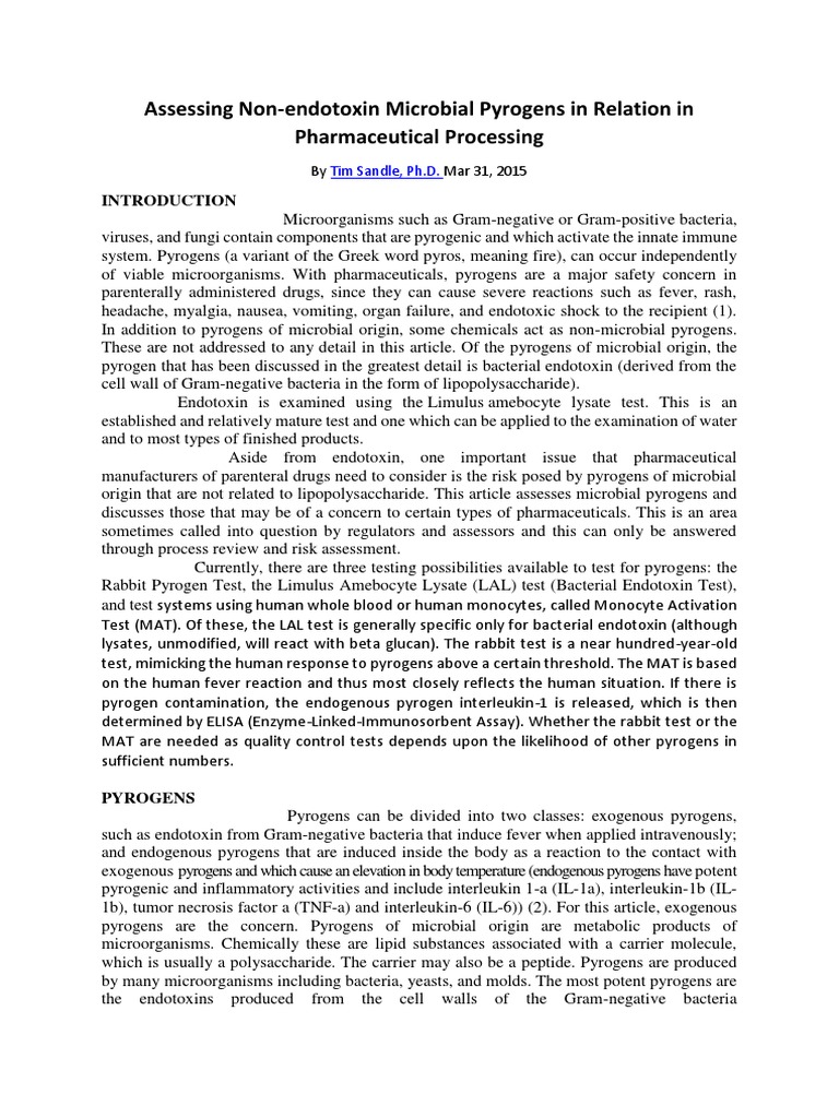 Assessing Non-Endotoxin Microbial Pyrogens in Relation in ...