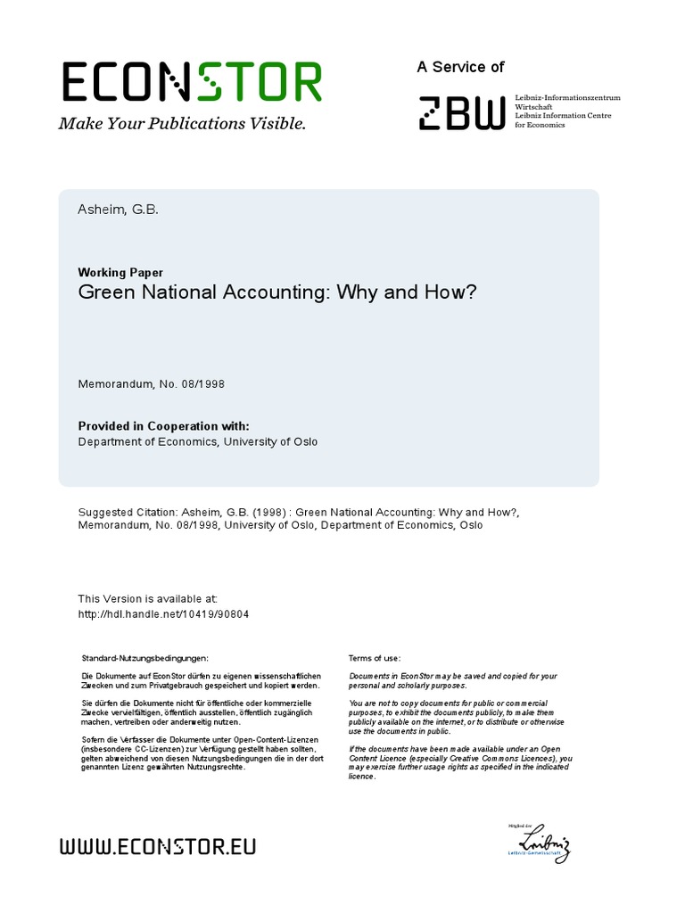 Green National Accountin Why and How-Ahseim | PDF | National Accounts ...