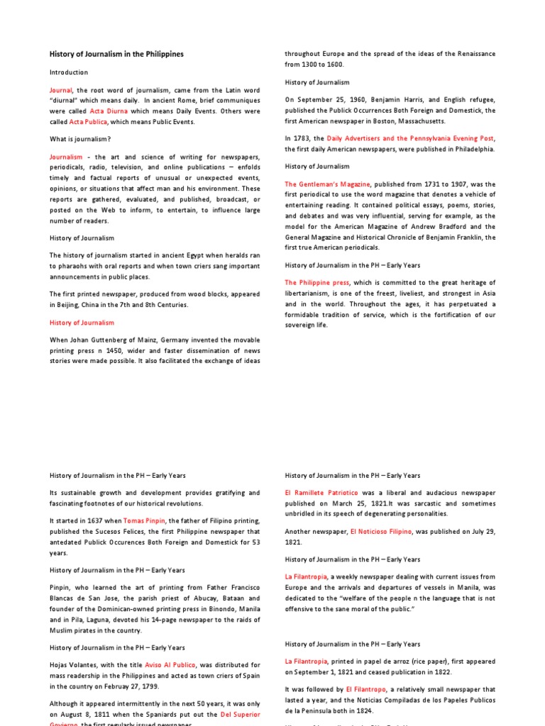 History of Journalism in the Philippines | Newspapers | Magazines