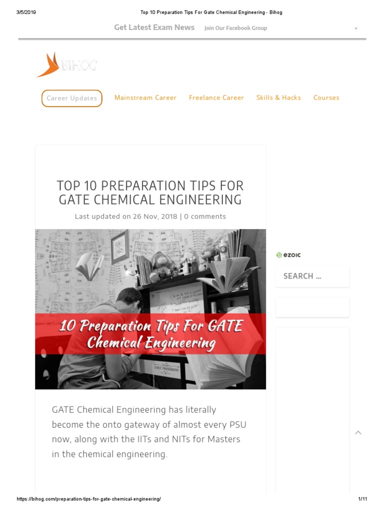 Preparation Tips Gate Chemical | PDF | Test (Assessment) | Engineering