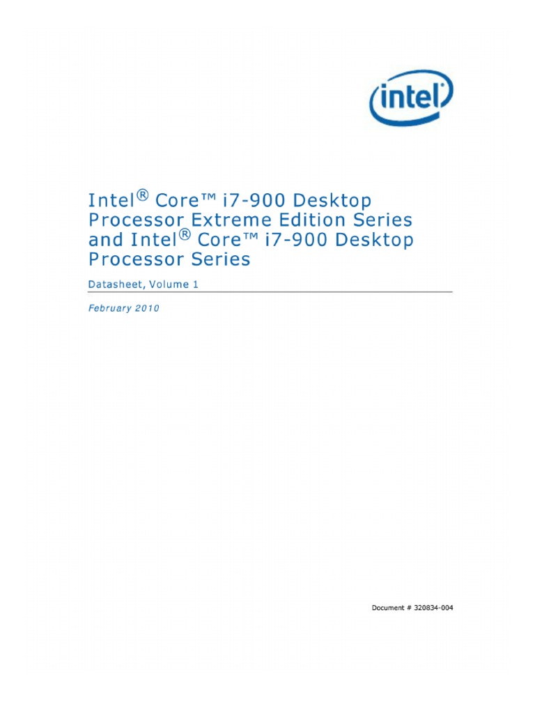Intel® Core™ I7 Processor Series Datasheet, Vol PDF | PDF