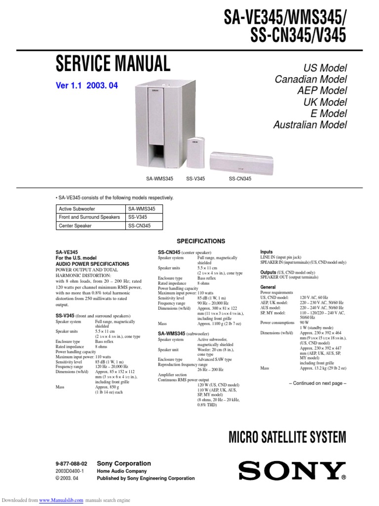 Service Manual: Micro Satellite System | PDF | Loudspeaker | Electronic ...