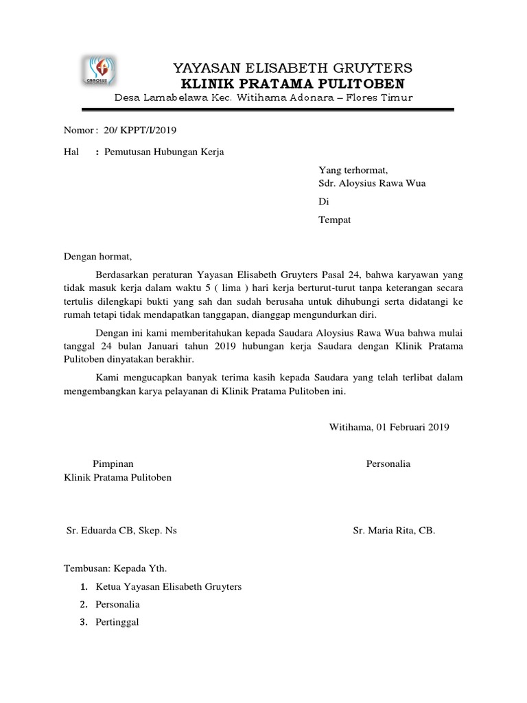 Contoh Surat PHK | PDF