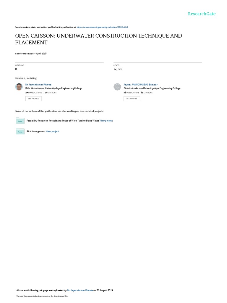 Open Caisson: Underwater Construction Technique and Placement | PDF ...