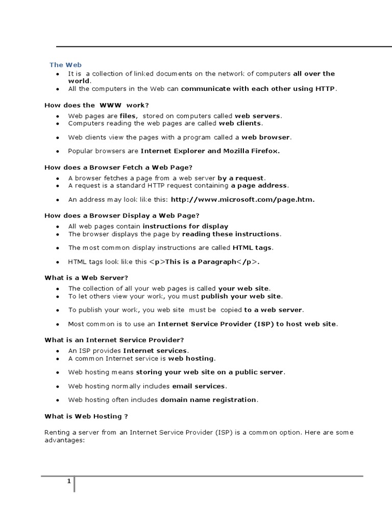 Web Technologies Notes | PDF | Html Element | Xhtml