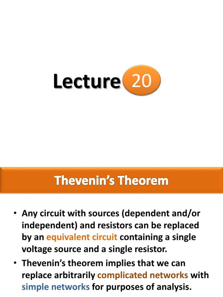 LCA Lec20-21 Thevenin-Norton 082010 | PDF | Electrical Network | Electronic Circuits