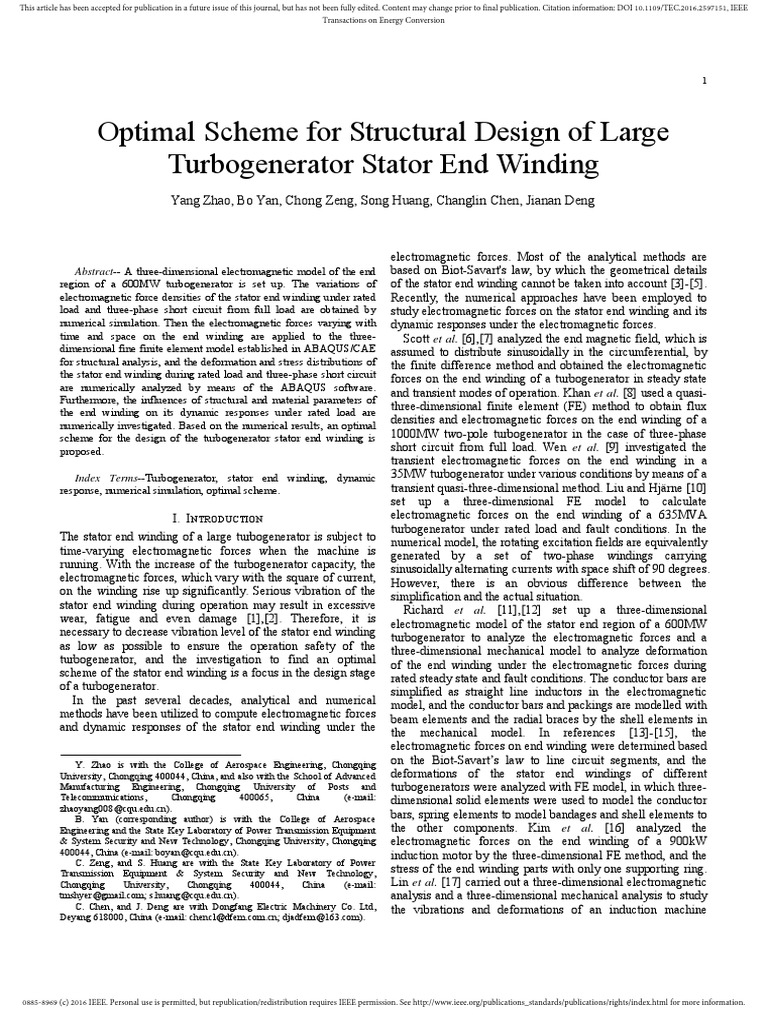 Optimal Scheme For Structural Design of Large Turbogenerator Stator End Winding | PDF ...