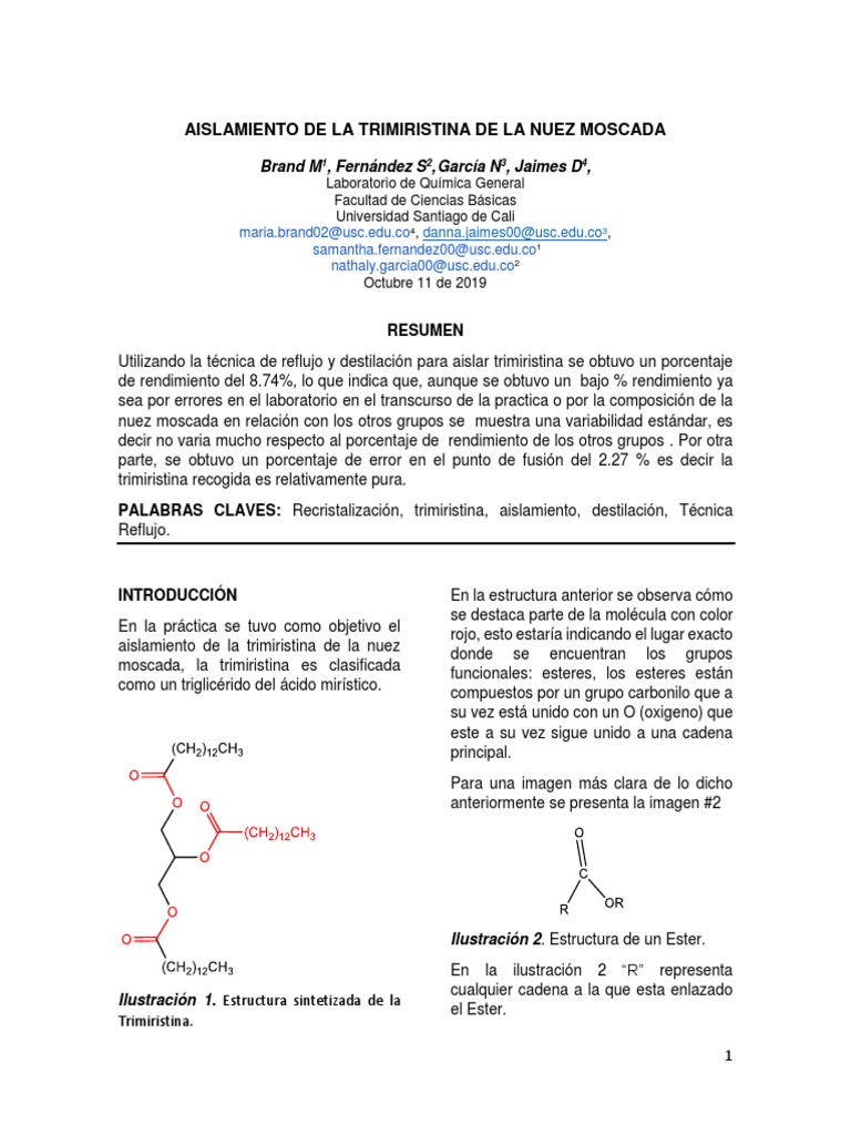 Trimiristina | PDF | Punto de fusion | Destilación