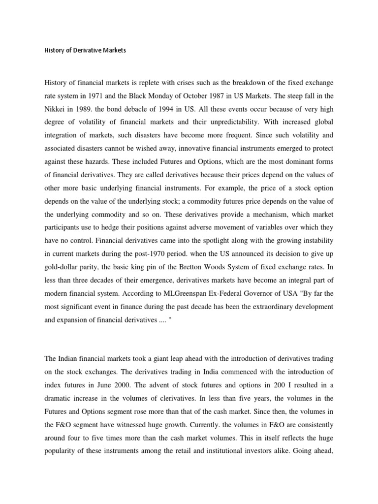 History of Derivative Markets | PDF | Business