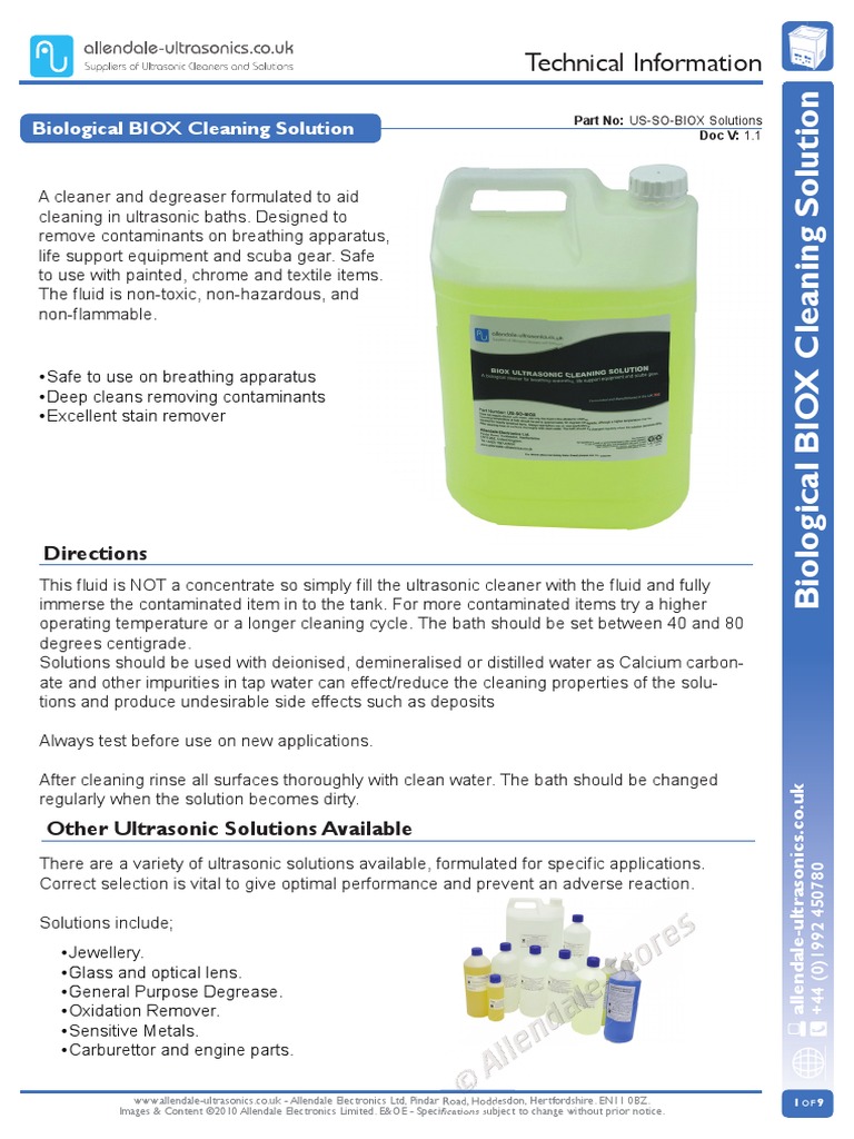 Us So Biox Datasheet - Indd | PDF | Pipe (Fluid Conveyance) | Calibration