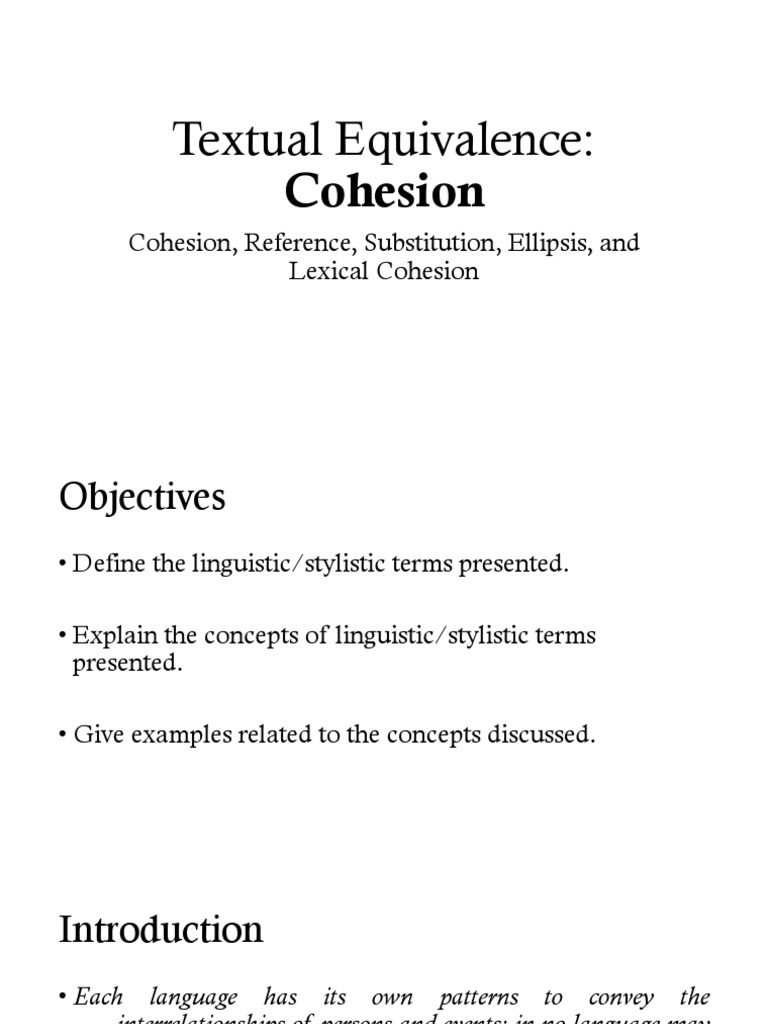 Textual Equivalence Cohesion | PDF | Symbols | Linguistics